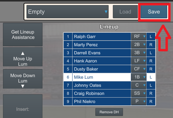 1969 League FYI How to set up your lineup in case the CPU has to play a ...